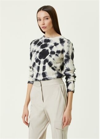 Polo Ralph Lauren Kadın Gri Batik Desenli Saç Örgü Kaşmir Kazak M EU