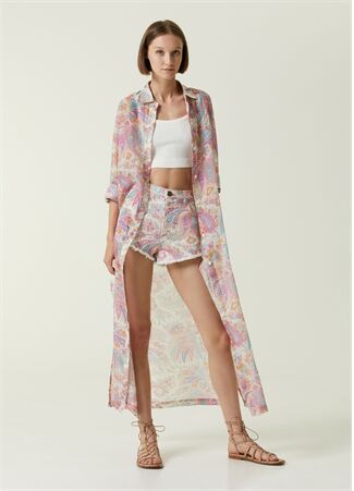 Etro Kadın Pembe Şal Desenli Şort 27 US
