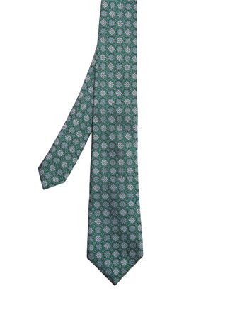 Canali Erkek Yeşil Geometrik Desenli İpek Kravat EU