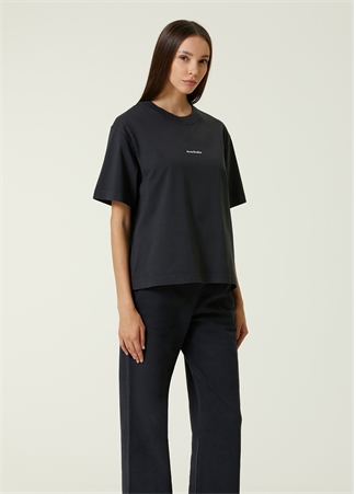 Acne Studios Kadın Siyah Bisiklet Yaka T-shirt S EU Acne Studios Kadın Siyah Bisiklet Yaka T-shirt S EU