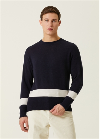 Emporio Armani Erkek Lacivert Şerit Detaylı Kaşmir Kazak L EU Emporio Armani Erkek Lacivert Şerit Detaylı Kaşmir Kazak L EU