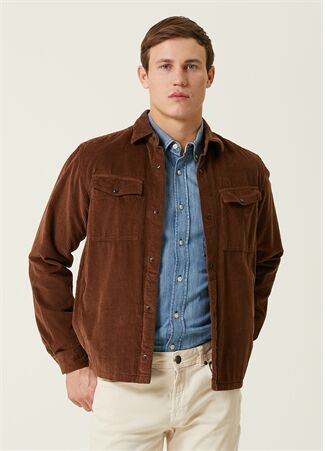 Z Zegna Erkek Kahverengi Kadife Gömlek S IT