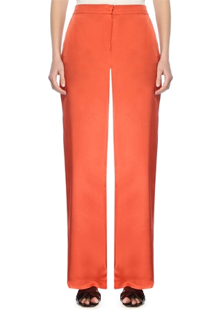 Beymen Collection Kadın Kiremit Bol Paça Saten Pantolon Kırmızı 42