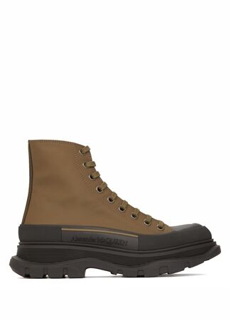 Alexander McQueen Kadın Haki Siyah Logolu Deri Sneaker 38.5 EU Alexander McQueen Kadın Haki Siyah Logolu Deri Sneaker 38.5 EU