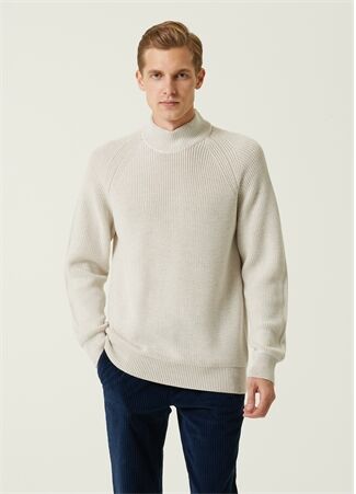 Canali Erkek Krem Balıkçı Yaka Yün Triko Bej 56 IT