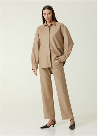 Toteme Kadın Bej Yün Pantolon 36 IT Toteme Kadın Bej Yün Pantolon 36 IT