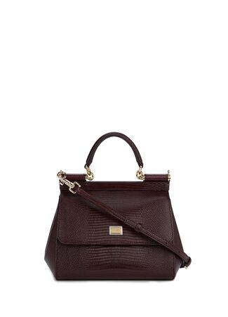 Dolce&Gabbana Kadın Sicily Bordo Dokulu Deri Omuz Çantası EU