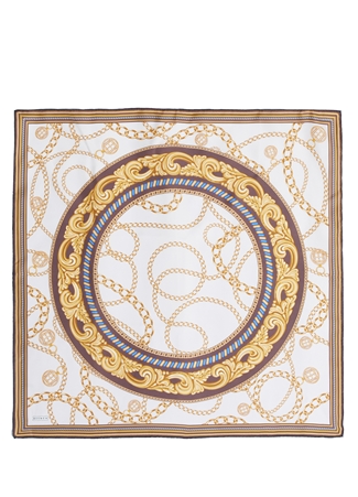 Beymen Kadın Sarı Zincir Desenli 90x90 cm İpek Twill Eşarp Bej EU