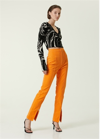 Rotate Birger Christensen Kadın Turuncu Paça Detaylı Pantolon 36 IT