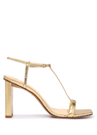 Alexandre Birman Kadın Gold Dokulu Deri Sandalet Altın Rengi 9 US