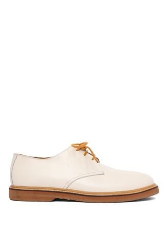 Kundura Erkek Beyaz Deri Ayakkabı Bej 42 EU