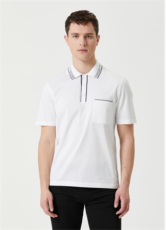 Salvatore Ferragamo Erkek Beyaz Polo Yaka Şerit Logolu T-shirt S EU Salvatore Ferragamo Erkek Beyaz Polo Yaka Şerit Logolu T-shirt S EU