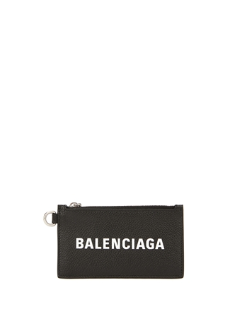 Balenciaga Kadın Siyah Logolu Deri Kartlık Eu
