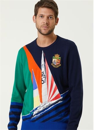 Polo Ralph Lauren Erkek Regular Fit Lacivert Baskılı Kazak S EU