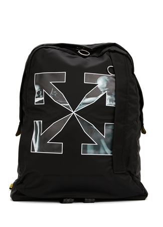 Off-White Erkek Siyah Logolu Sırt Çantası EU Off-White Erkek Siyah Logolu Sırt Çantası EU
