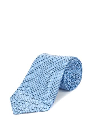 Zegna Erkek Mavi Mikro Desenli İpek Kravat EU