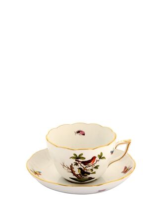 Herend Colorblocked Çiçek Desenli Porselen Çay Fincanı Çok Renkli