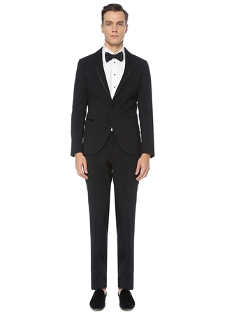 Palzileri Lab Erkek Siyah Nopeli Yün Takım Elbise 46 IT