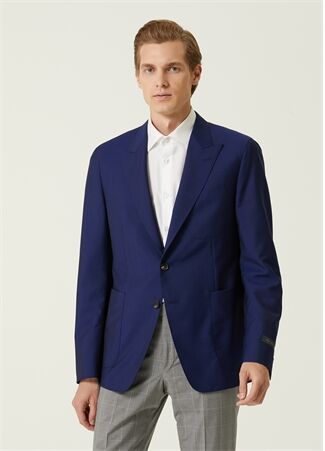 Pal Zileri Erkek Mavi Kırlangıç Yaka Yün Ceket 54 IT