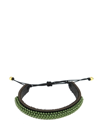 Beadberry Kadın Yeşil Boncuklu Deri Bileklik EU