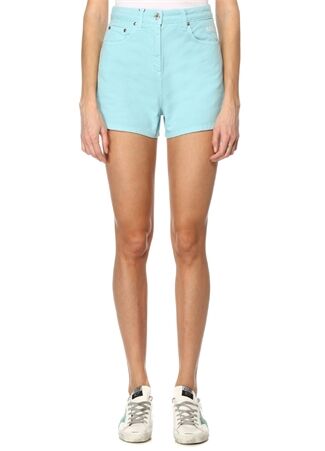 Msgm Kadın Mavi Logo Nakış Detaylı Denim Şort 40 IT
