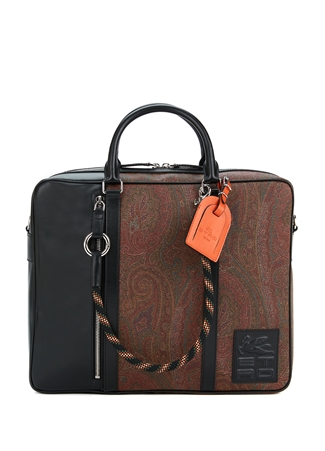 Etro Erkek Kahverengi Siyah Desenli Evrak Çantası EU Etro Erkek Kahverengi Siyah Desenli Evrak Çantası EU