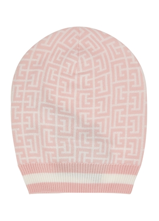 Balmain Kadın Pembe Logo Jakarlı Yün Bere EU Balmain Kadın Pembe Logo Jakarlı Yün Bere EU