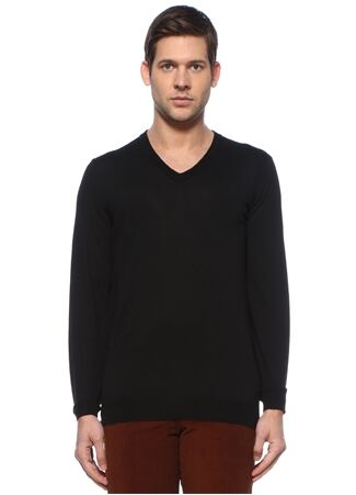 Hemington Erkek Siyah V Yaka Yün Kazak M EU