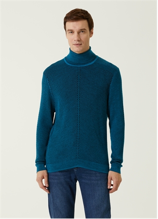 Palzileri Lab Erkek Mavi Balıkçı Yaka Çizgi Dokulu Yün Kazak 50 IT Palzileri Lab Erkek Mavi Balıkçı Yaka Çizgi Dokulu Yün Kazak 50 IT
