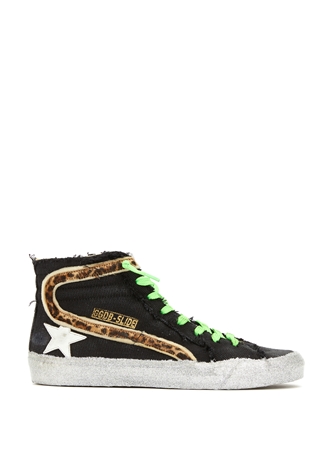 Golden Goose Kadın Slide Siyah Leopar Desenli Sneaker 36 EU