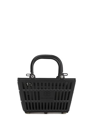 Balenciaga Kadın Siyah Logolu Deri Omuz Çantası EU