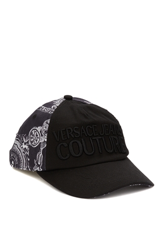 Versace Jeans Couture Erkek Siyah Baskılı Şapka EU