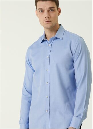Beymen Club Erkek Slim Fit Mavi İtalyan Yaka Armürlü Gömlek S Beymen Club Erkek Slim Fit Mavi İtalyan Yaka Armürlü Gömlek S