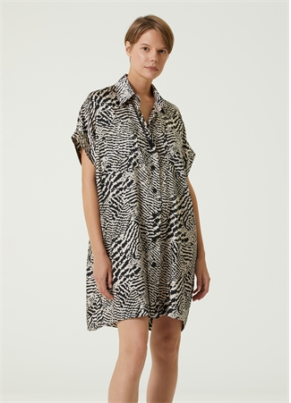 Beymen Club Kadın Bej Zebra Desenli Mini Gömlek Elbise 34 Beymen Club Kadın Bej Zebra Desenli Mini Gömlek Elbise 34