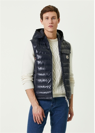 Moncler Erkek Lacivert Kapüşonlu Puff Yelek US Moncler Erkek Lacivert Kapüşonlu Puff Yelek US
