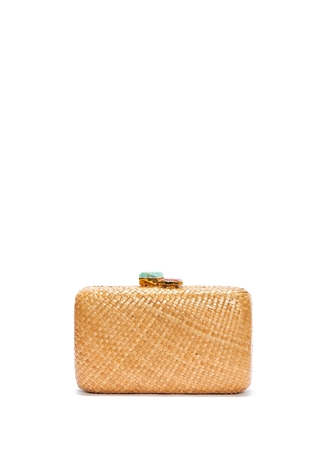 Bago Kadın Bej Doğal Taş Detaylı El Örgüsü Çanta EU Bago Kadın Bej Doğal Taş Detaylı El Örgüsü Çanta EU