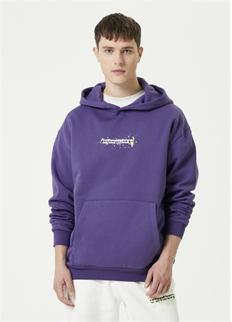 Urban Theory Erkek Essentials Mor Kapüşonlu Logo Baskılı Sweatshirt S EU Urban Theory Erkek Essentials Mor Kapüşonlu Logo Baskılı Sweatshirt S EU