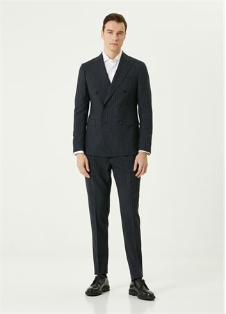 Palzileri Lab Erkek Antrasit Çizgili Yün Takım Elbise Gri 50 IT