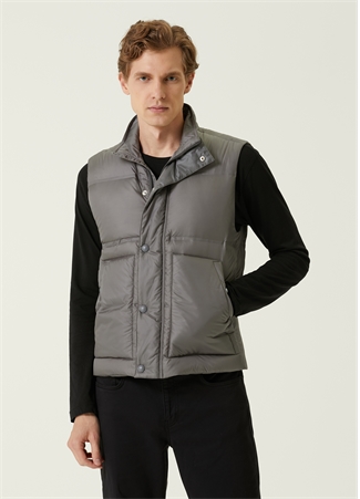 Thom Browne Erkek Gri Dik Yaka Puff Yelek US Thom Browne Erkek Gri Dik Yaka Puff Yelek US