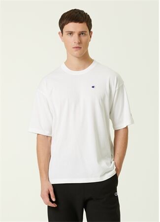 Champion Erkek Beyaz Logolu T-shirt S EU