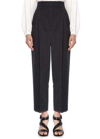 Chloe Kadın Lacivert Beyaz Çizgili Havuç Pantolon 36 IT