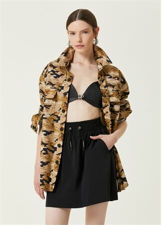 Academia Kadın Karamel Kamuflaj Desenli Dış Gömlek Kahverengi 34 Eu