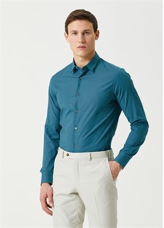 Pal Zileri Erkek Petrol Gömlek Mavi 42 IT