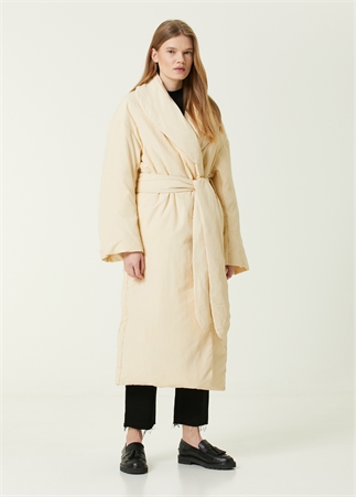 Toteme Kadın Krem Şal Yaka Uzun Puff Mont Bej 36 FR