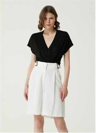 Network Kadın Siyah V Yaka Basic T-shirt S EU