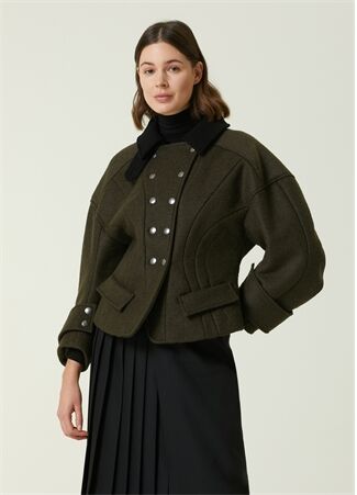 Philosophy di Lorenzo Serafini Kadın Haki Yün Ceket Yeşil 42 IT Philosophy di Lorenzo Serafini Kadın Haki Yün Ceket Yeşil 42 IT