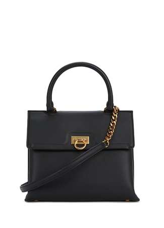 Salvatore Ferragamo Kadın Siyah Logo Detaylı Deri Omuz Çantası EU Salvatore Ferragamo Kadın Siyah Logo Detaylı Deri Omuz Çantası EU