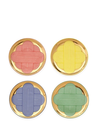 Jonathan Adler Pompidou Desenli 4lü Porselen Bardak Altlığı Çok Renkli