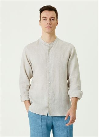 Z Zegna Erkek Bej Keten Gömlek L It