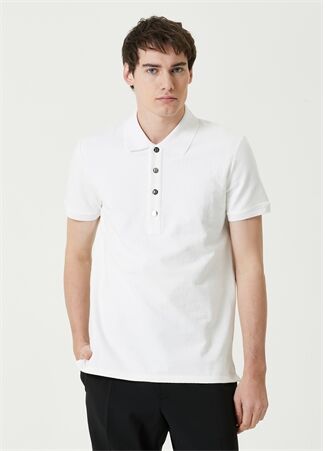 Balmain Erkek Beyaz Polo Yaka T-shirt S EU